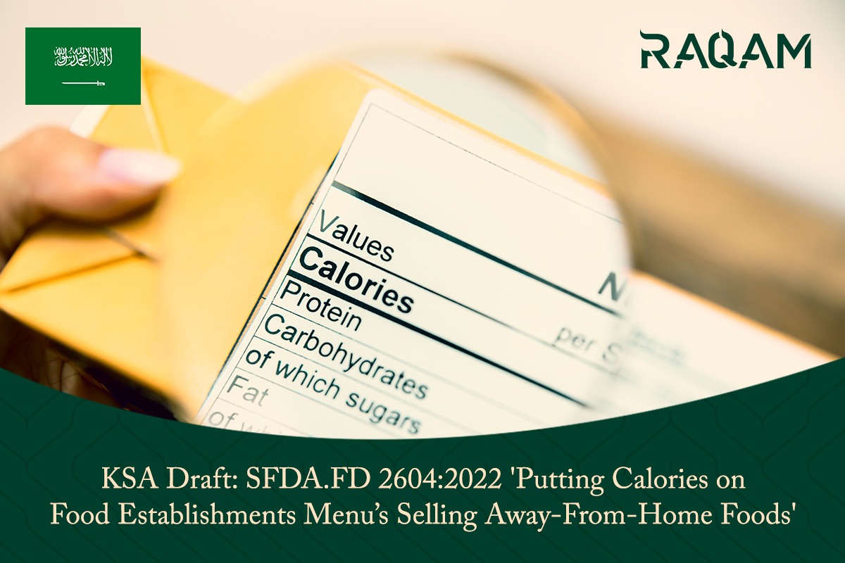 KSA Draft: SFDA.FD 2604:2022 'Putting Calories on Food Establishments ...
